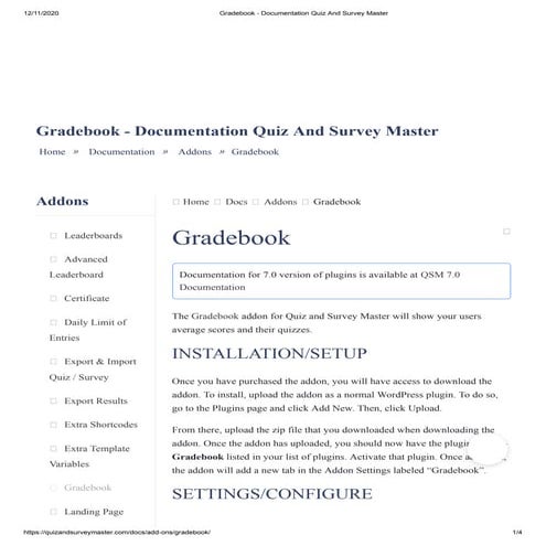 Creating a quiz documentation quiz and survey master | PDF