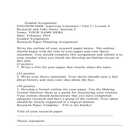 Graded Assignment ENG303B304B American Literature .docx