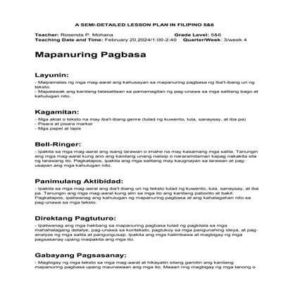 Grade Level 5 - Lesson Plan (5).dhggddocx | DOCX