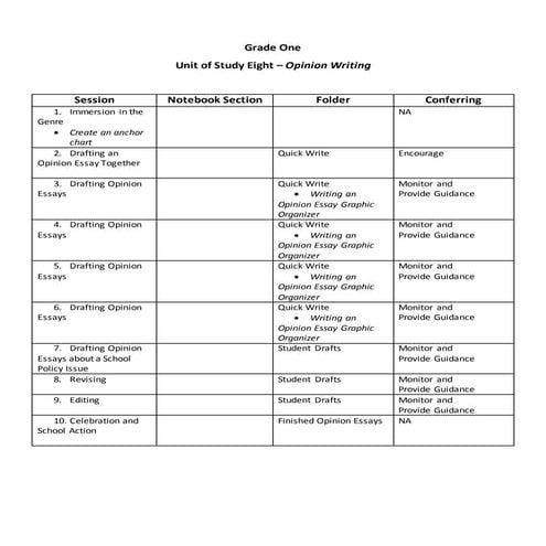 Unit of Study Eight: Opinion Writing | DOCX