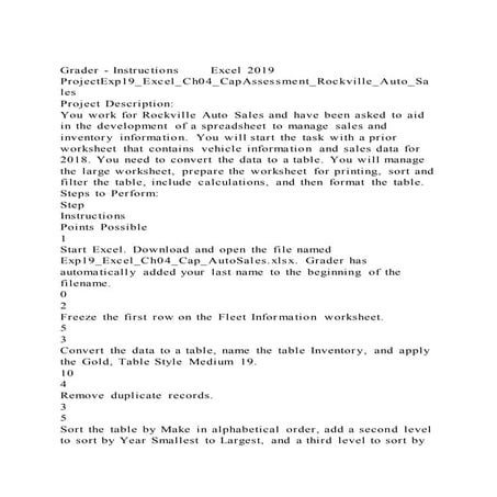 Grader instructions excel 2019 projectexp19-excel_ch04_capassess | DOCX