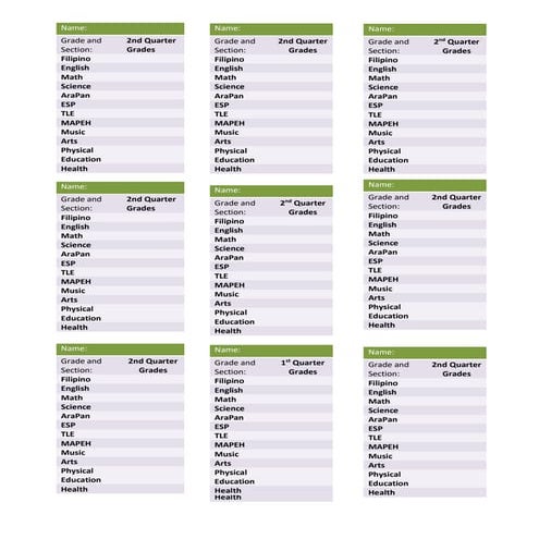 Grade slips colored | PDF