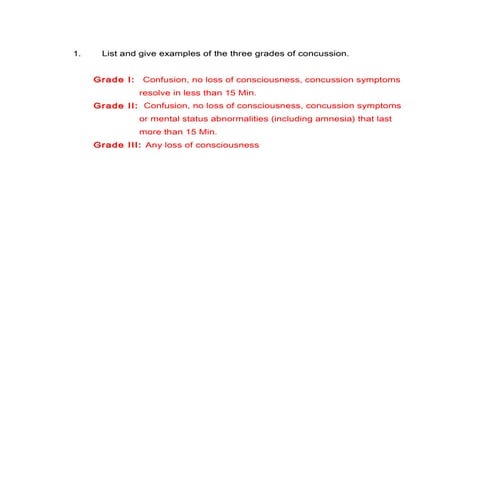 Grades Of Concussion | DOC | Brain and Nervous System Disorders ...