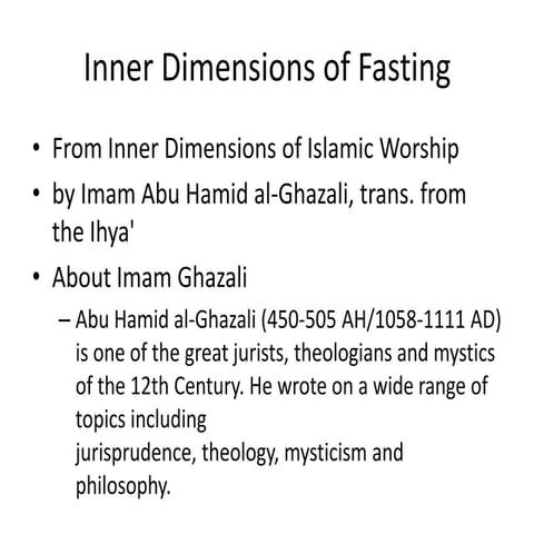 Inner Dimensions of Fasting | PPT