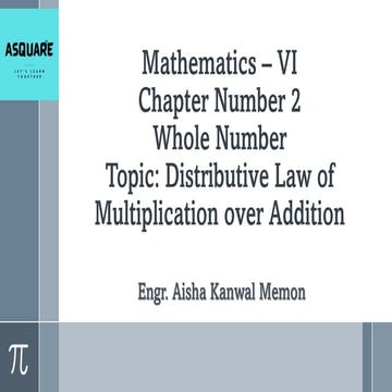 Grade VI - Math, Chapter 2 Whole Numbers - Distributive law of ...