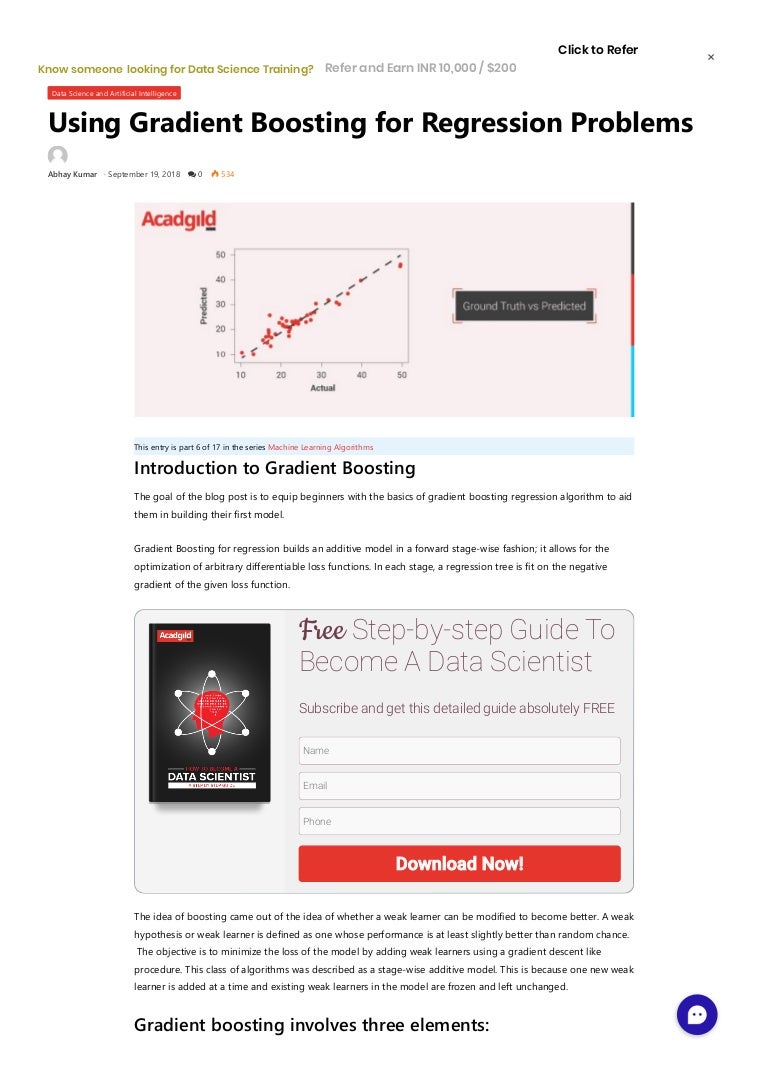Gradient Boosting For Regression Problems With Example Basics Of Re 