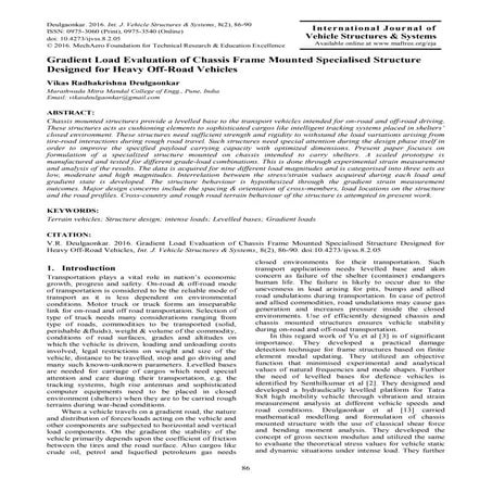 Gradient load evaluation of chassis frame mounted specialised structure ...