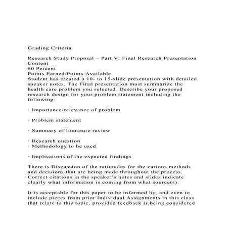 Grading CriteriaResearch Study Proposal – Part V Final .docx