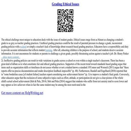 Grading Ethical Issues | PDF