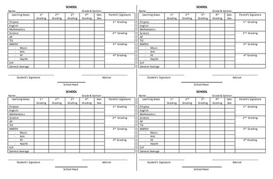 sample grade slip for the deped high school | DOCX | Education