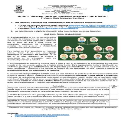 Proyecto Escolar Del árbol Genealógico