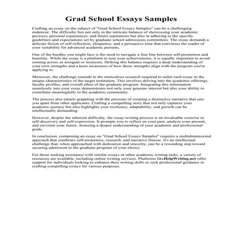 Grad School Essays Samples | PDF