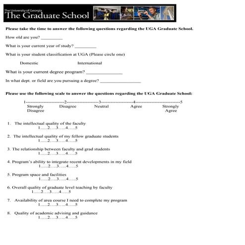 UGA Graduate School Student Survey | DOC