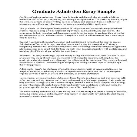 Graduate Admission Essay Sample | PDF