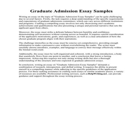 Graduate Admission Essay Samples | PDF