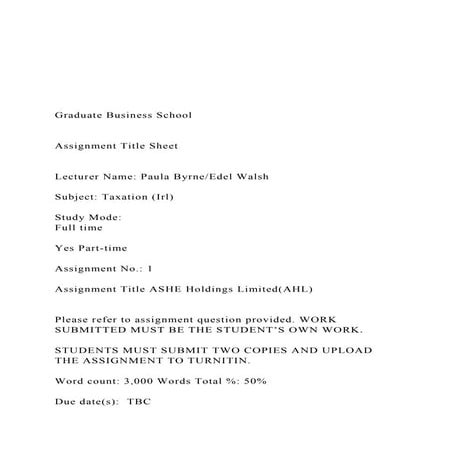 Graduate Business School Assignment Title Sheet .docx
