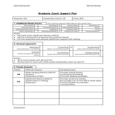 Graduate coach support plan | DOCX