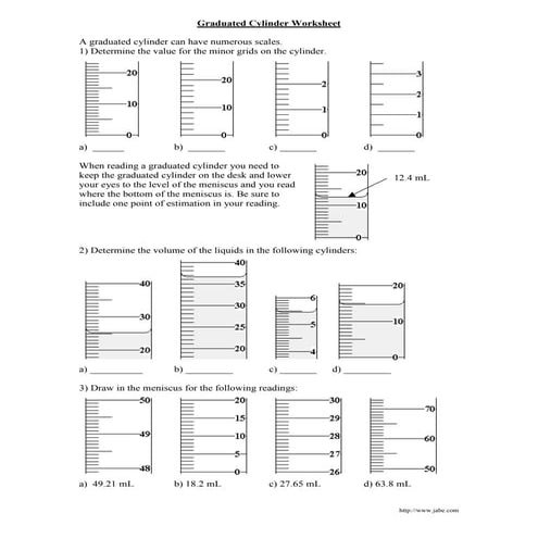 Reading A Graduated Cylinder Worksheet