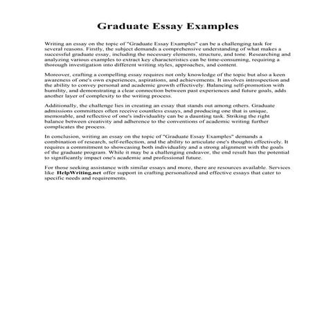 Graduate Essay Examples | PDF