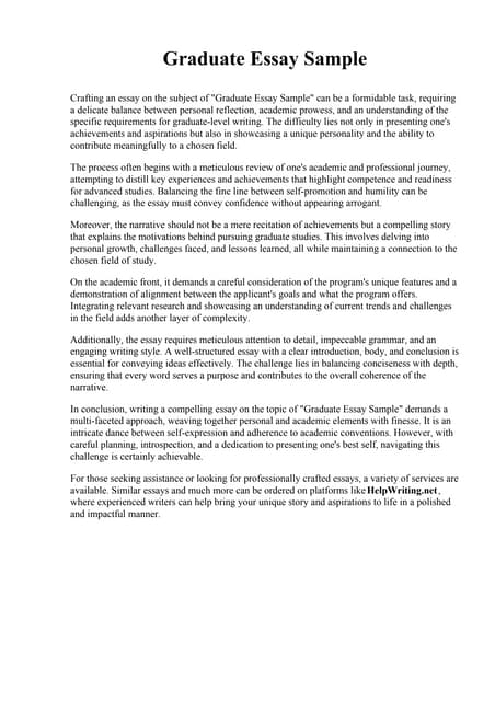 Graduate School Essay Examples. Salem International University | PDF