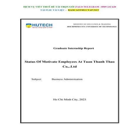 Graduate Internship Report Status Of Motivate Employees at company | DOCX