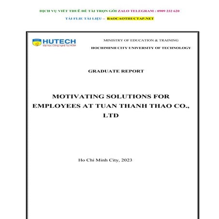 Graduate Report Motivating Solutions For Employees At Company | PDF