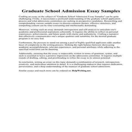 Graduate School Admission Essay Samples | PDF