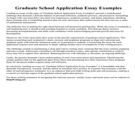 Graduate School Application Essay Examples | PDF