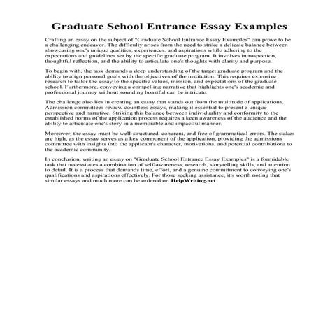 Graduate School Entrance Essay Examples | PDF