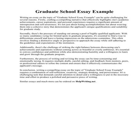 Graduate School Essay Example. admissions essays grad school | PDF