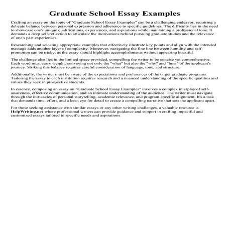 Graduate School Essay Examples | PDF