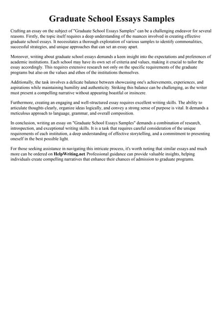 Graduate School Essay Examples. Salem International University | PDF ...