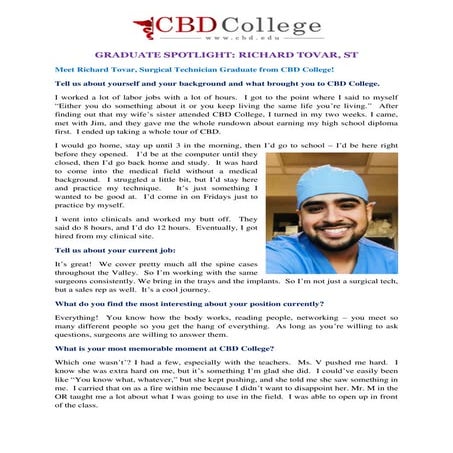 GRADUATE SPOTLIGHT: RICHARD TOVAR, ST | PDF