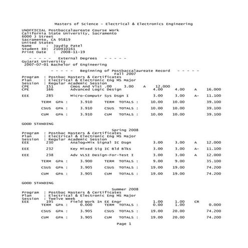 Graduate Transcript | PDF
