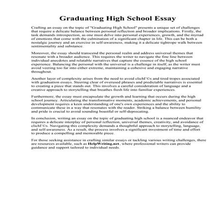 Graduating High School Essay. High school graduation essay sample in ...
