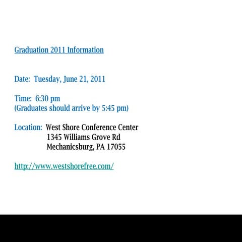 Graduation 2011 Information Ppt