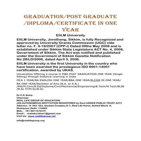 Graduation in one year | PDF