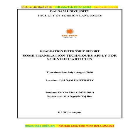 Graduation Internship Report - Some Translation Techniques Apply For ...