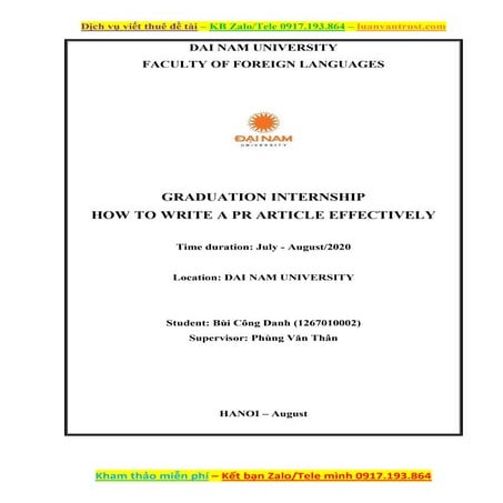 Graduation Internship Report How To Write A Pr Article Effectively.docx