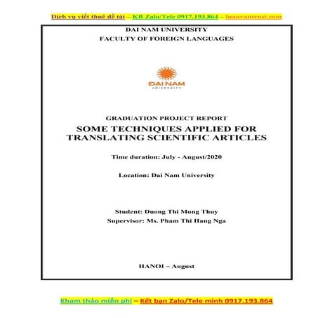 Graduation Project Report - Some Techniques Applied For Translating ...