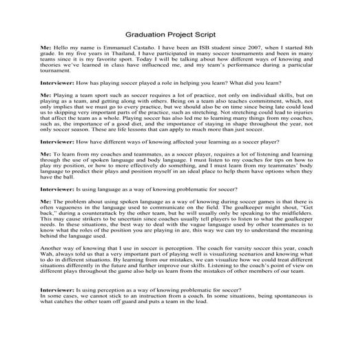 Graduation Project Script | DOCX | Soccer | Sports