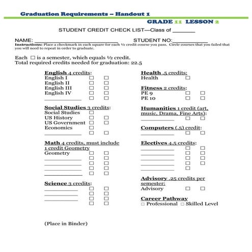 Graduation requirements lesson 02-handout_1 | PDF