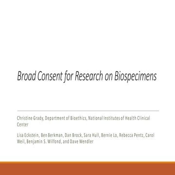 Christine Grady, "Broad Consent for Research on Biospecimens" | PDF