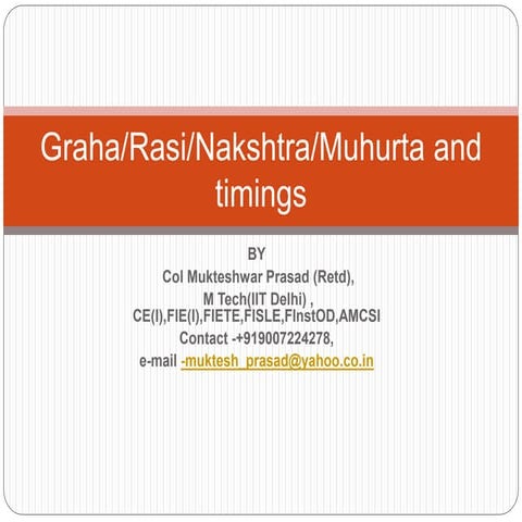Graha-Nakshtra-Raasi and Indian Time Calculation | PPTX
