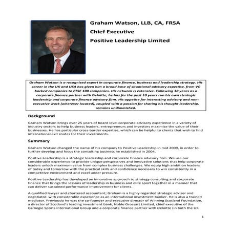Graham F Watson LLB CA FRSA - Resume | PDF