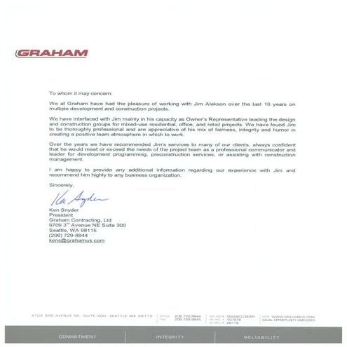 Graham Letter of Recommendation | PDF
