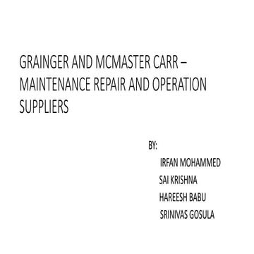 Grainger and mcmaster carr supply chain | PPTX