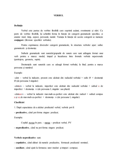 Schema - verb (moduri și timpuri verbale) | DOCX