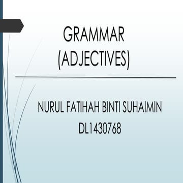 Slideshow Grammar(Adjectives) | PPTX