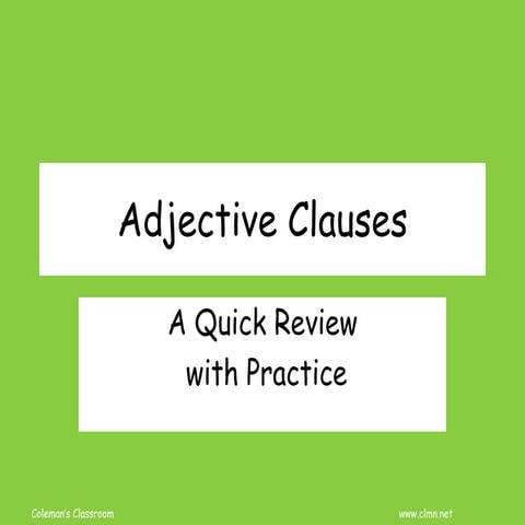 Adjective Clause Review and Practice | PPT
